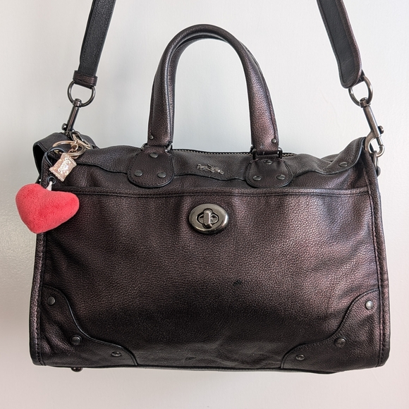 Coach | Bags | Coach Rhyder Satchel Metallic Two Tone Leather Shoulder ...